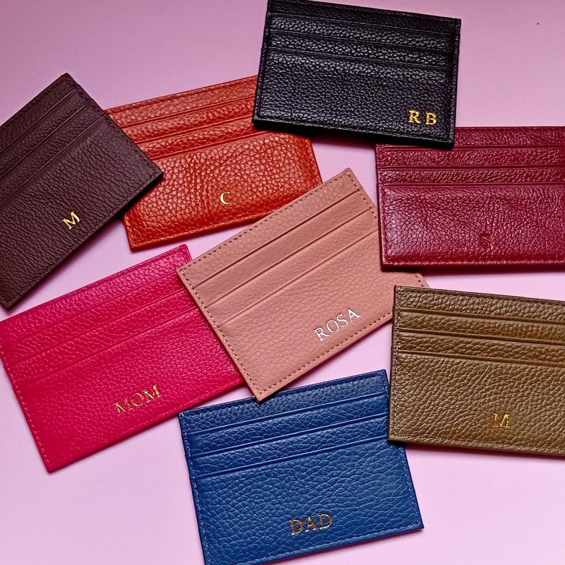 Leather Pink Card Holder - Etsy UK