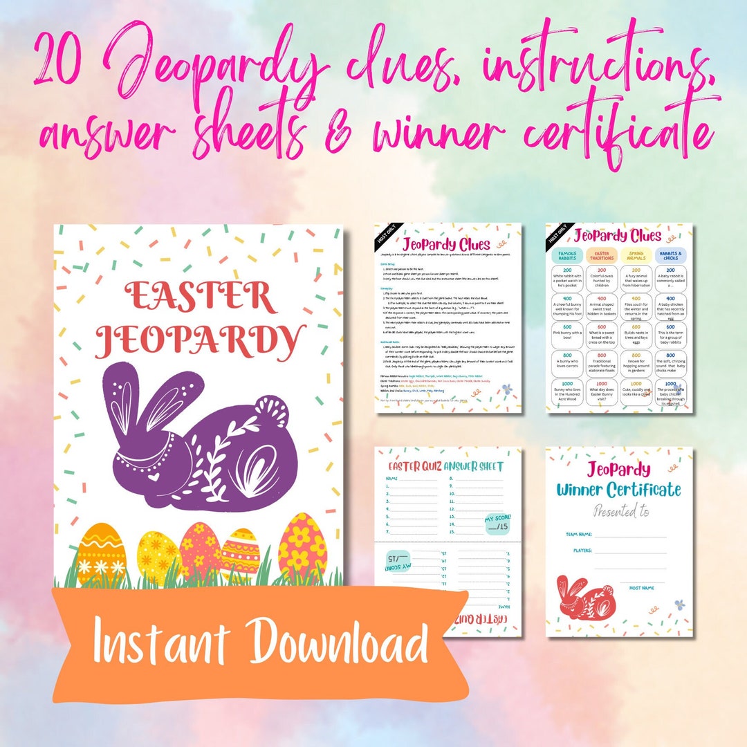 Easter Jeopardy Game, Printable Family Game, Easter Family Game Night ...