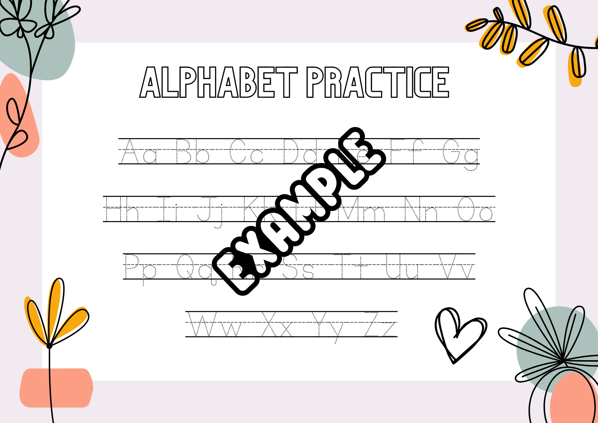 Floral - Printable Alphabet Practice - Tracing, Preschool Alphabet ...