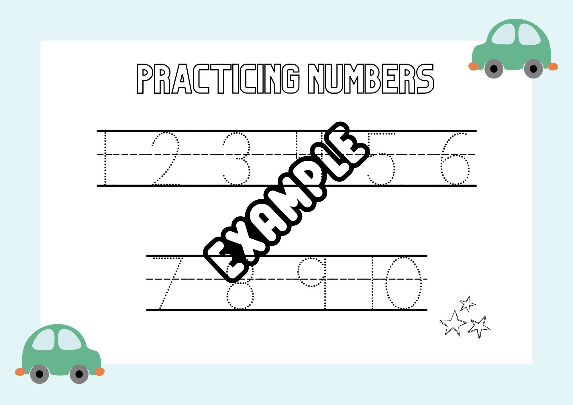 Cars - Printable Number Practice - Tracing, Preschool Number Practice ...
