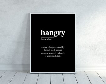 Hangry Definition Sign - Etsy