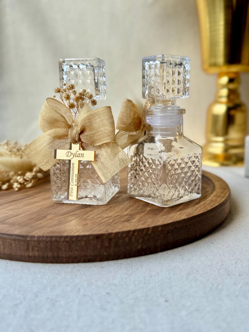 Baptism Bottle Favor Glass Bottle Religious Keepsake Communion Gift ...