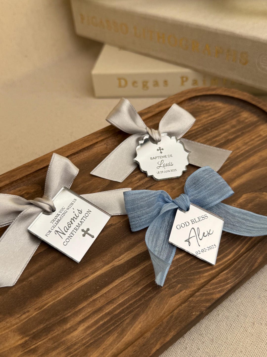 Personalized Baptism Favor Tag, Acrylic Mirror Gold Cross Tags, Thank ...