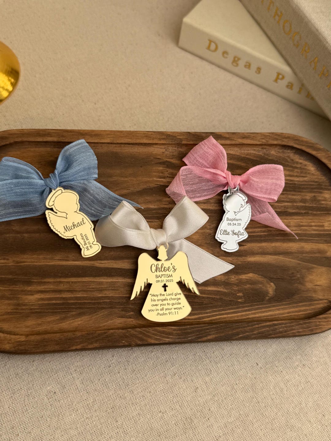 Personalized Mirror Angel Favor Tag: Baptism, Christening Keepsake - Etsy