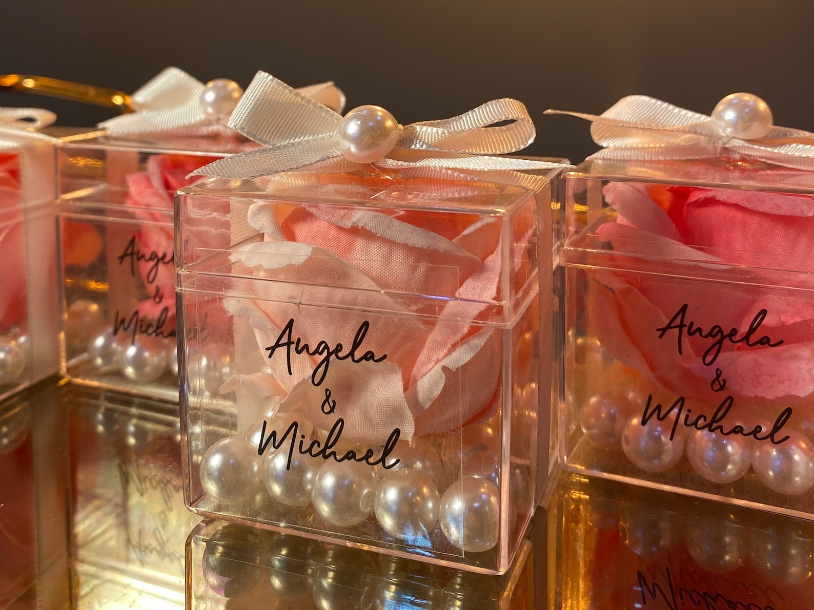 Personalised Mica Glass Box With Rosebud and Pearls Wedding - Etsy