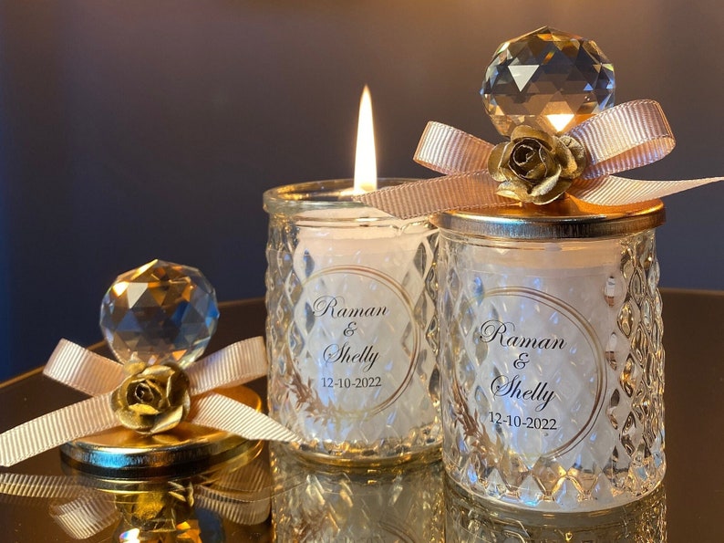 Personalized Wedding Crystal Lid Candle Favor for Guests, Luxury ...