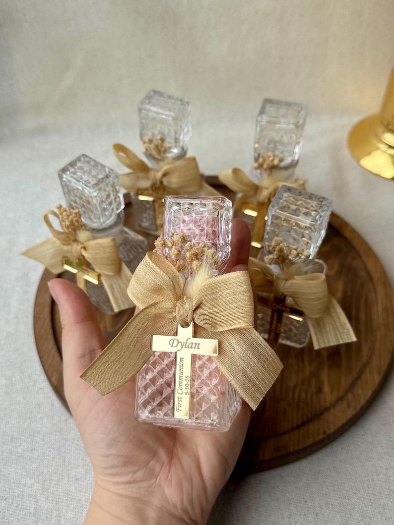 Baptism Bottle Favor Glass Bottle Religious Keepsake Communion Gift ...