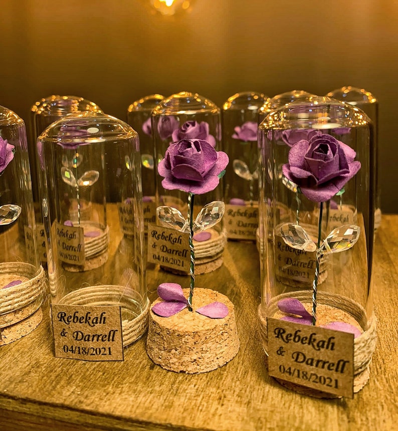 BEAUTY and the BEAST ROSE With Fallen Red Petals in Glass Dome ...