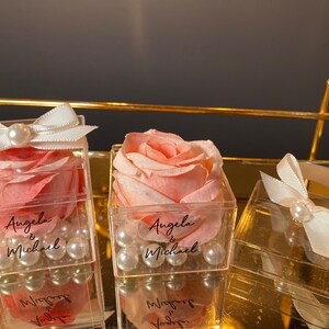 Personalised Mica Glass Box With Rosebud and Pearls, Wedding Party ...