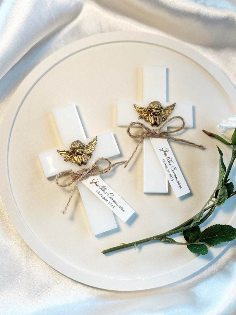 Cross Magnet Favors: Gold Angel, Communion, Christening, Baptism - Etsy