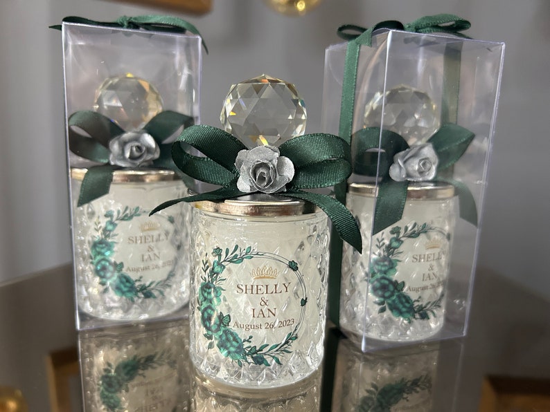 Personalized Wedding Crystal Lid Candle Favor for Guests, Luxury ...