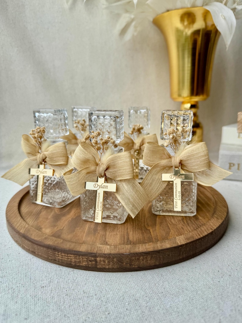 Baptism Bottle Favor Glass Bottle Religious Keepsake Communion Gift ...