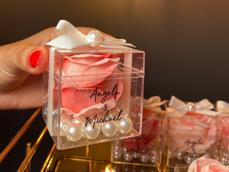 Personalised Mica Glass Box With Rosebud and Pearls Wedding - Etsy