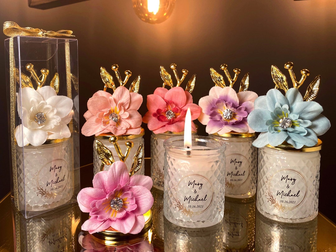 Personalised Wedding Candle Favors • Party Candle Favors • Gifts for ...