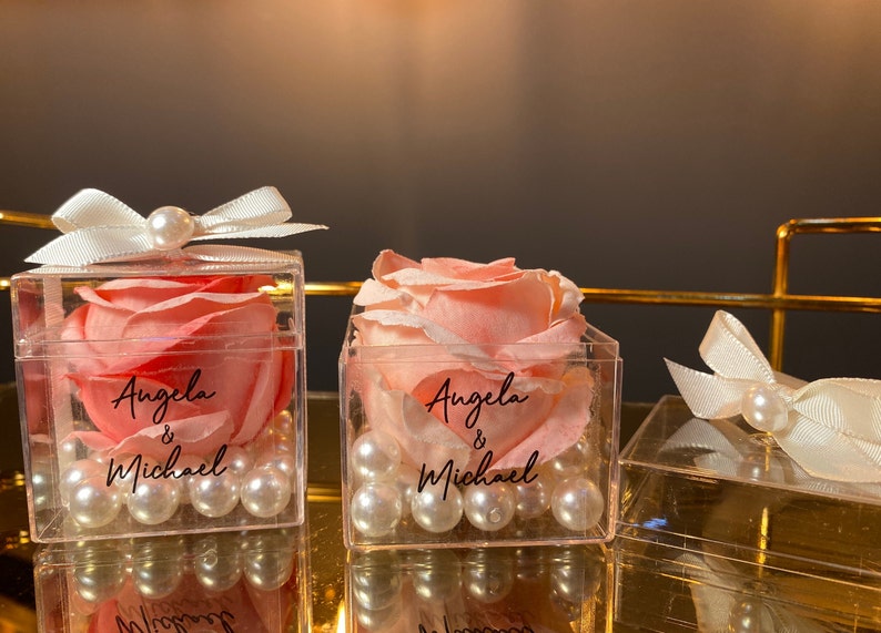 Personalised Mica Glass Box With Rosebud and Pearls Wedding - Etsy
