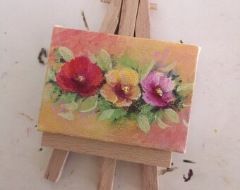 Spring Flowers Miniature Original Acrylic Painting on Canvas,flowers ...