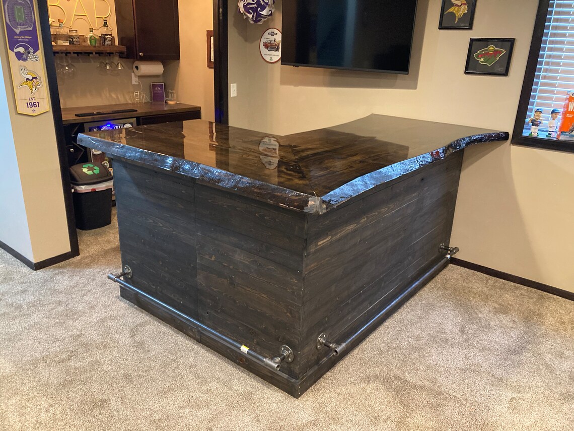 Live Edge L Shape Bar - Etsy