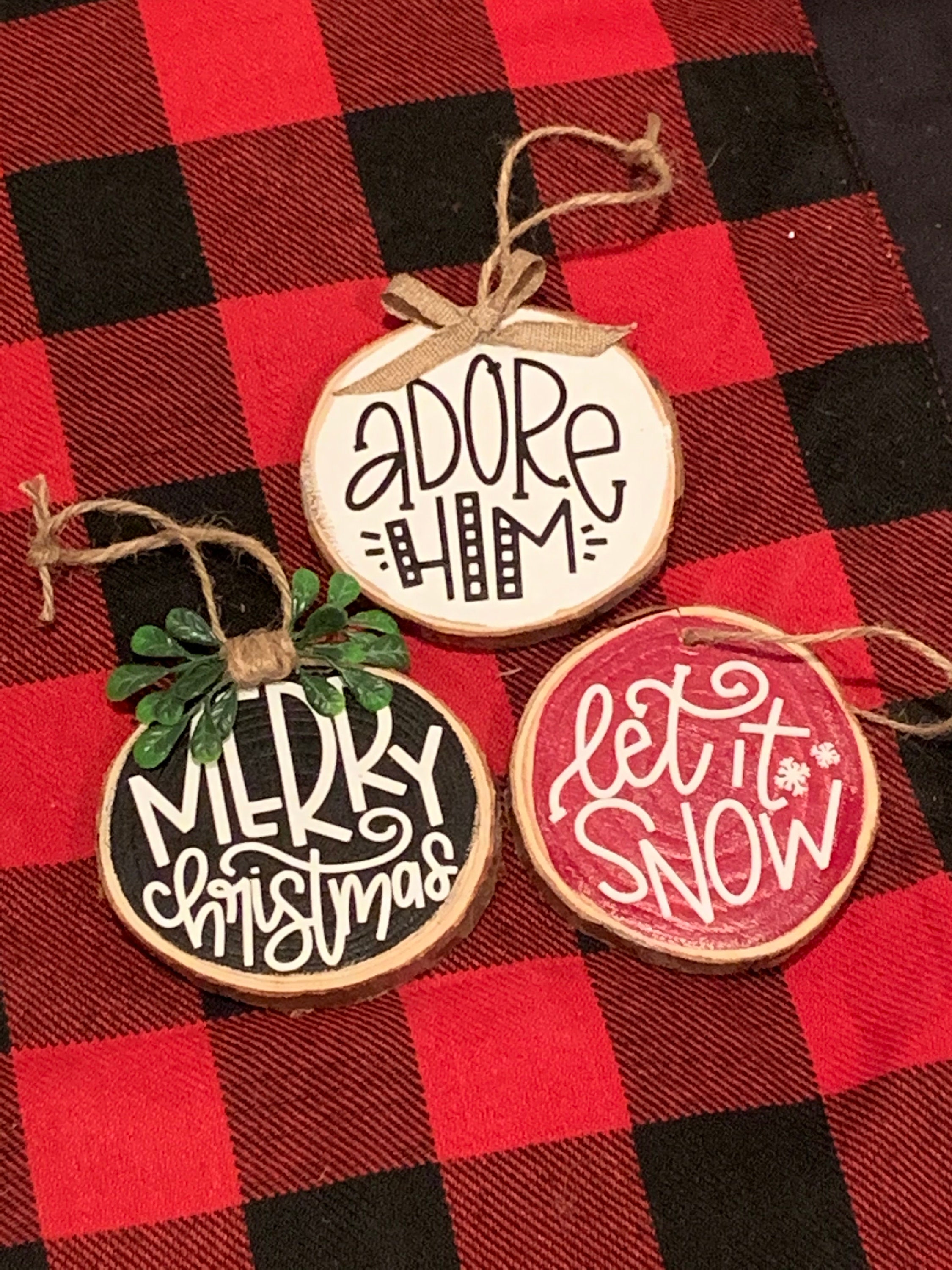 Wood Round Christmas Ornaments - Etsy UK