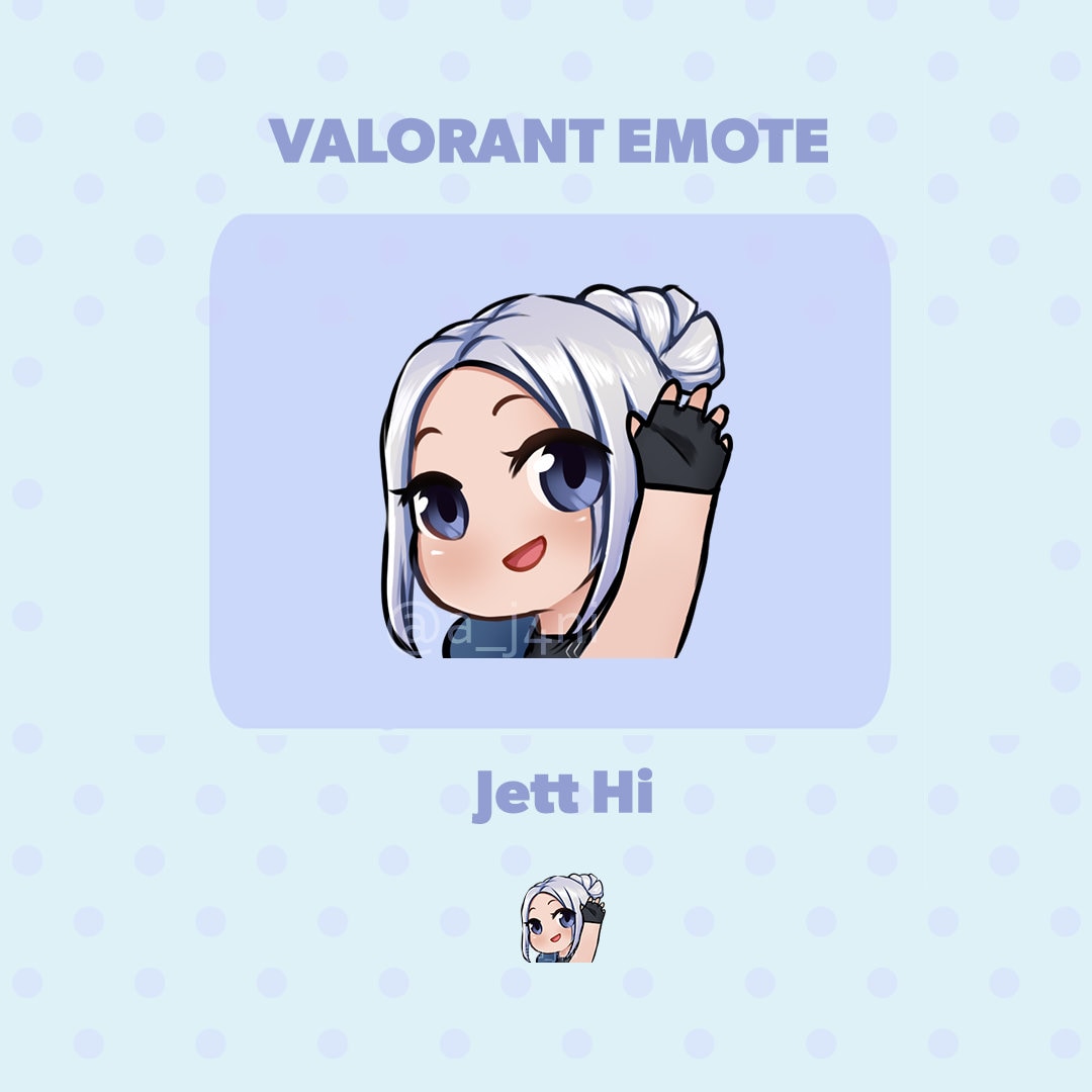 Valorant Jett Hi Hello Wave Cute Kawaii Anime Style Single Twitch Emote ...