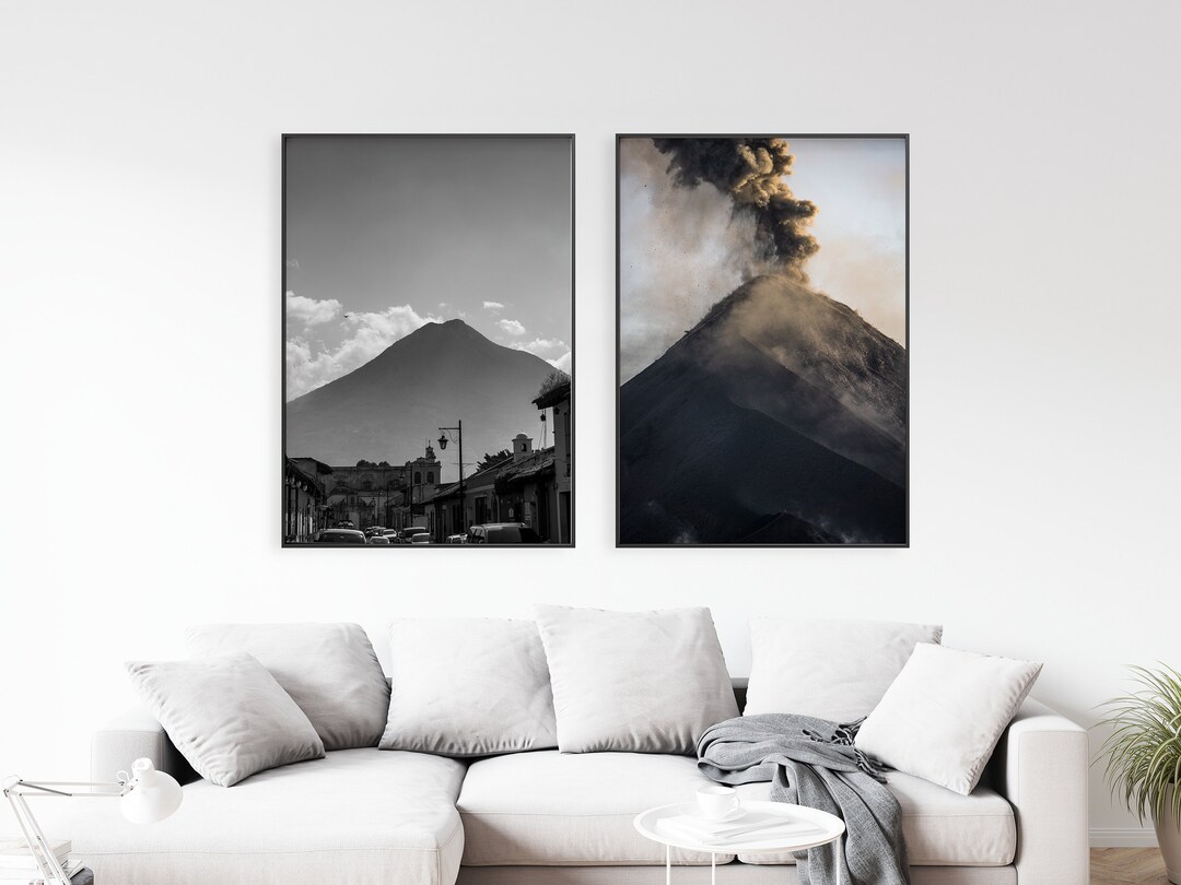 Cartel del volcán de arte mural de 2 piezas, conjunto de 2 fotos del ...