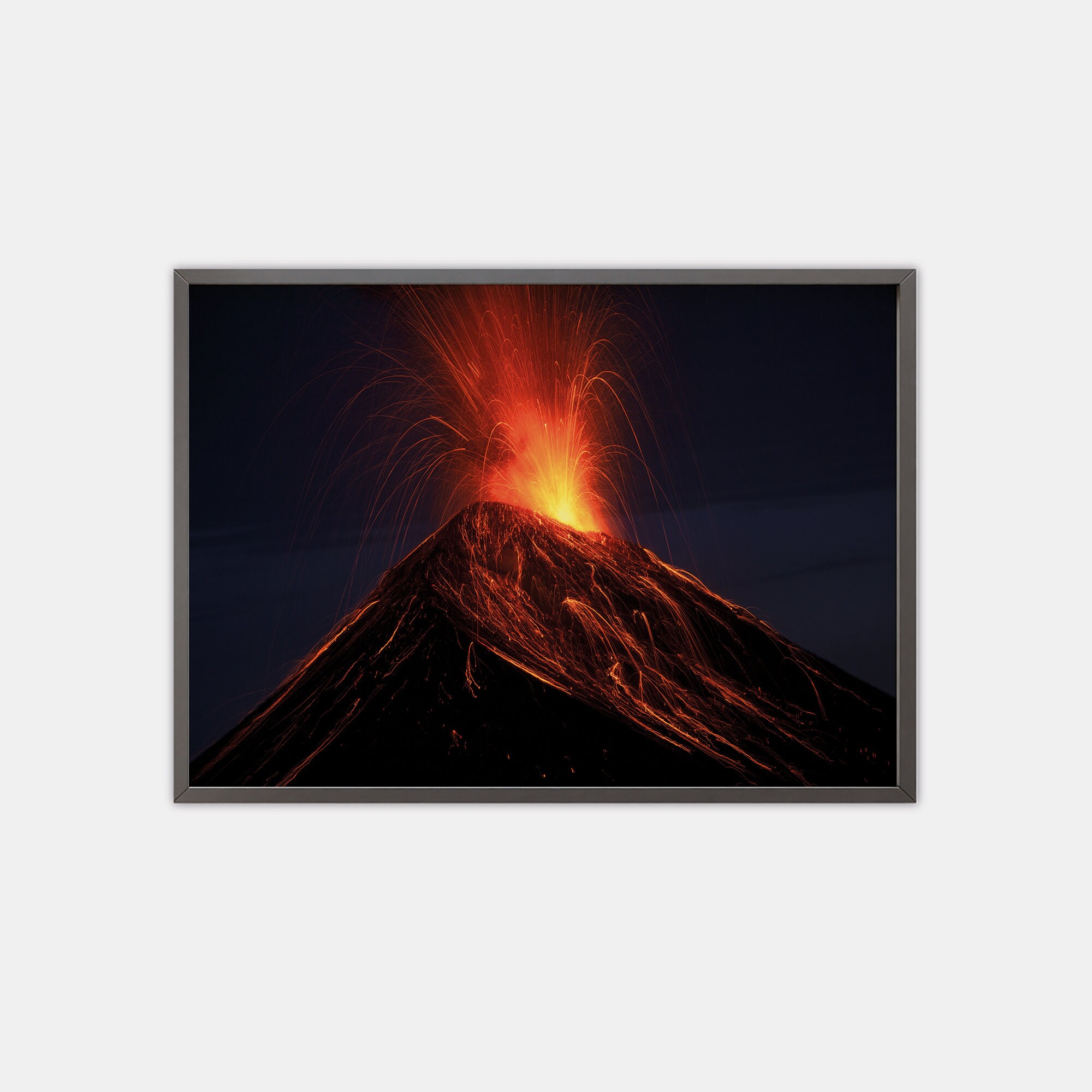 Erupting Volcano Printable Wall Art, Volcano Print, Lava Poster ...