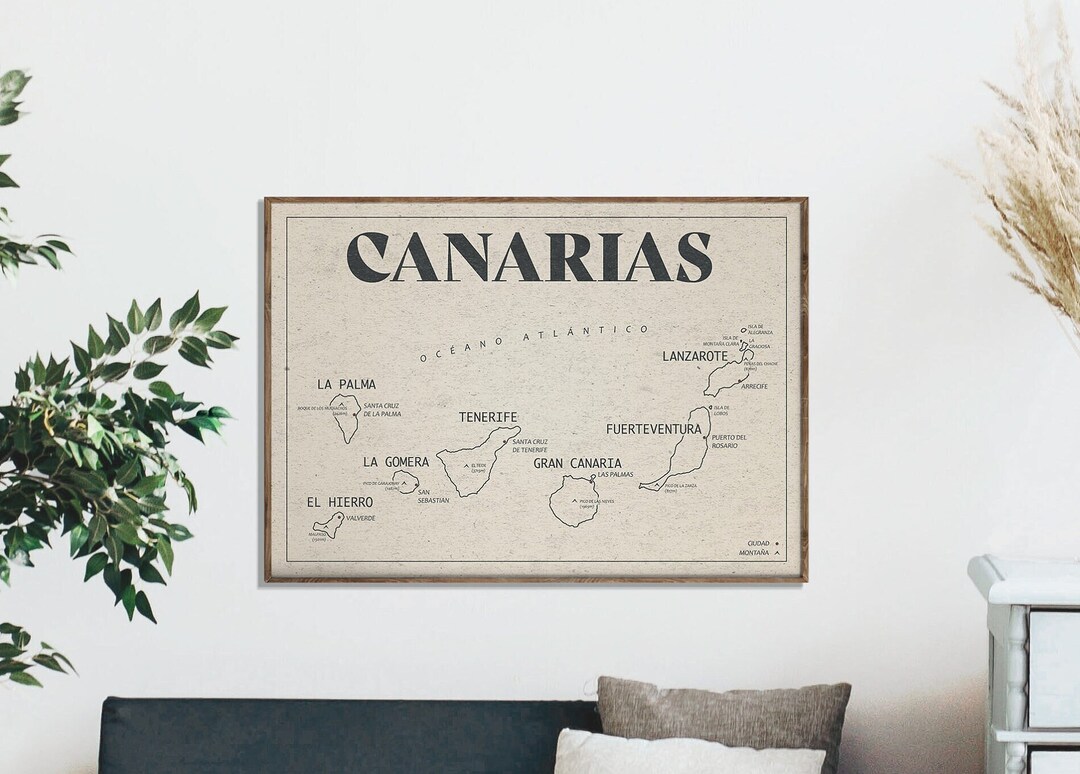 Canarias Vintage Map, Canary Island Map, Travel Gift, Canary Islands ...