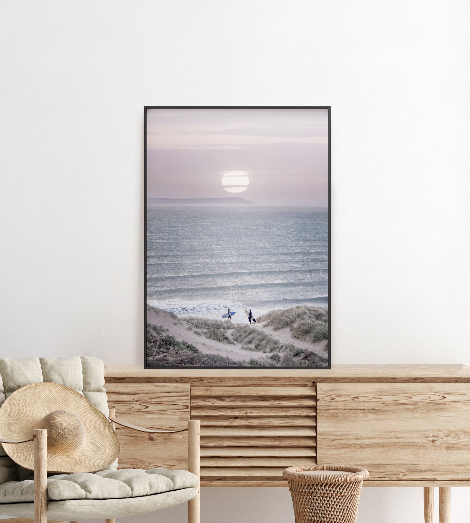 Sunset Surf Printable, Woolacombe Beach Print, North Devon Print, Pink ...