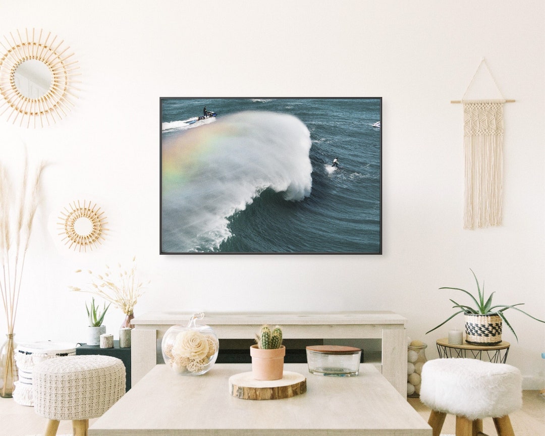 Nazare Rainbow Wave Retro Surf Poster, Vintage Surf Photography, Surf ...