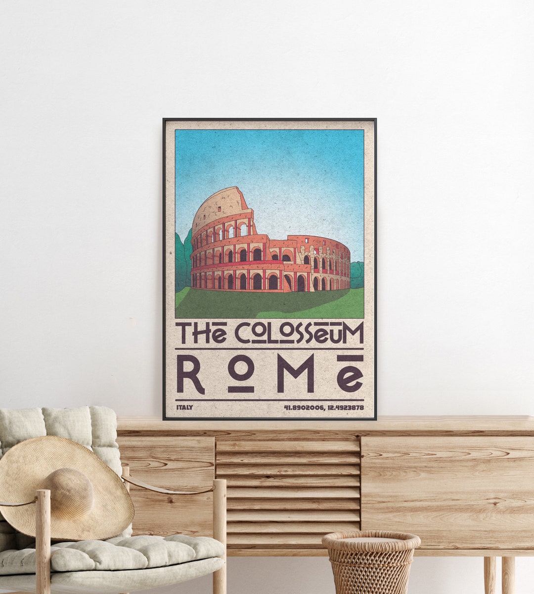 The Colosseum, Rome, Italy Travel Poster, Colosseum Print, Rome Travel ...