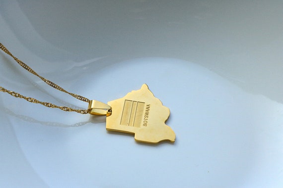 BOTSWANA FLAG NECKLACE Country Map Necklace Gold Necklace - Etsy