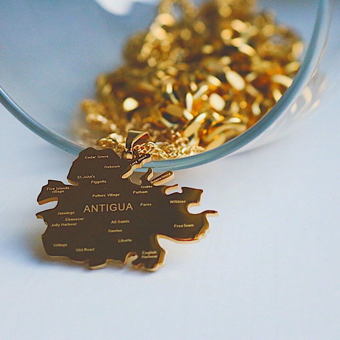 Antigua Map Necklace Country Map Necklace Gold Necklace Charm Gift - Etsy