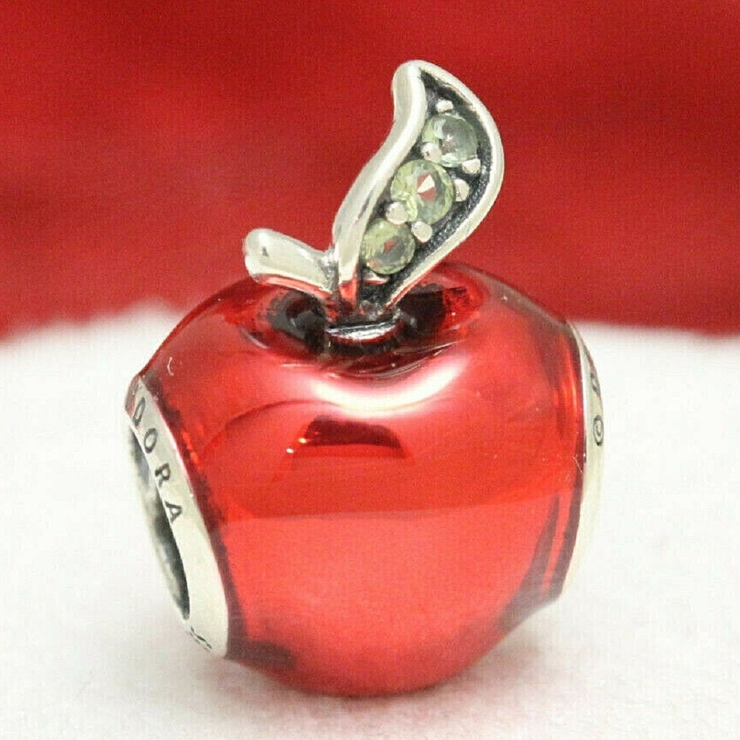 Pandora Bracelet Charms Beads Dangles Clips New 925 Sterling Silver Disney Snow White s Red Apple Charm Bead Threaded Stamped Etsy
