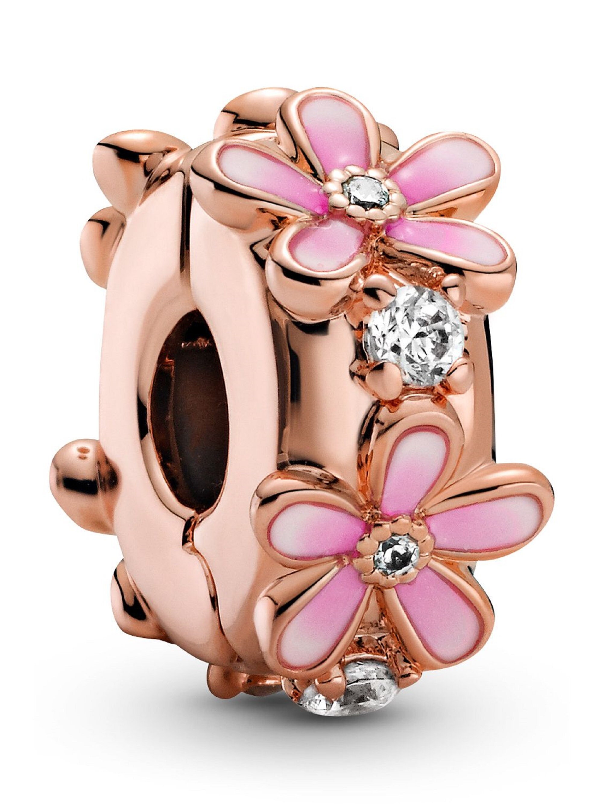 Pandora Bracelet Charms Beads Clips Pendants New S925 Sterling Silver Metallic Rose Gold Pink Daisy Spacer Clip Stamp Etsy