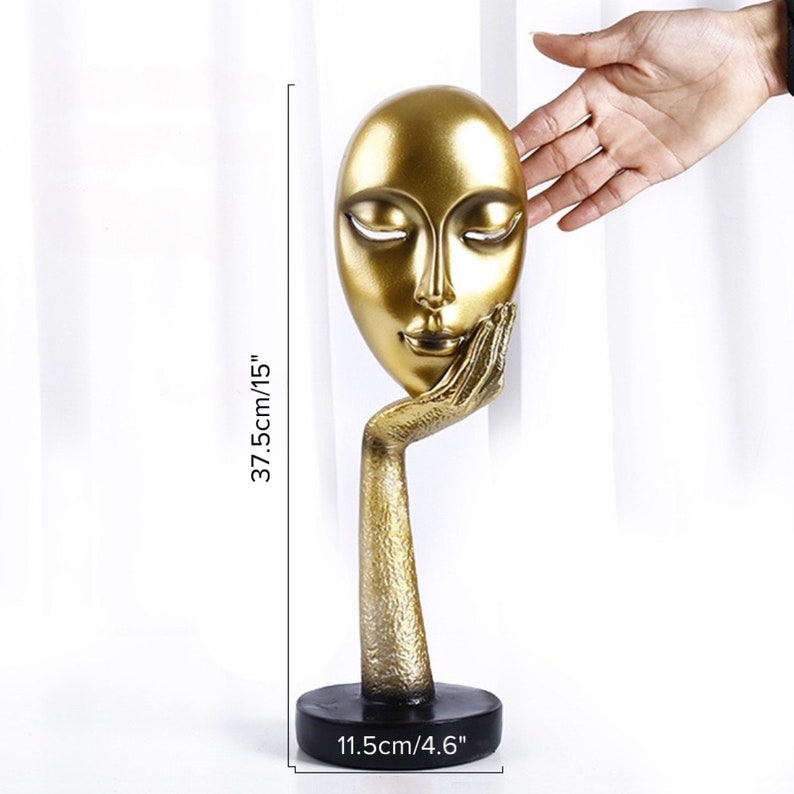 Sculpture Statue, Gold Mask Statue, Decoration Ornaments, Living Room ...