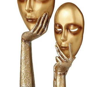 Sculpture Statue, Gold Mask Statue, Decoration Ornaments, Living Room ...