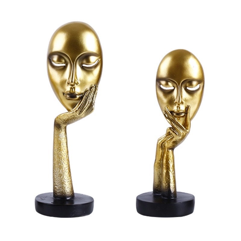 Sculpture Statue, Gold Mask Statue, Decoration Ornaments, Living Room ...