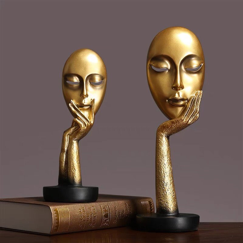 Sculpture Statue, Gold Mask Statue, Decoration Ornaments, Living Room ...