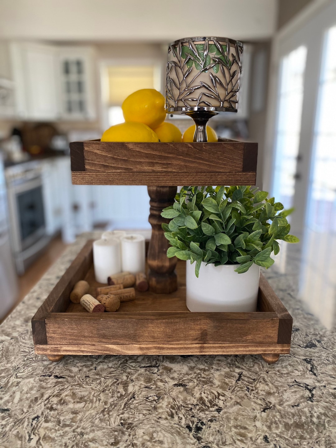 Square Wooden Tier Tray - Etsy