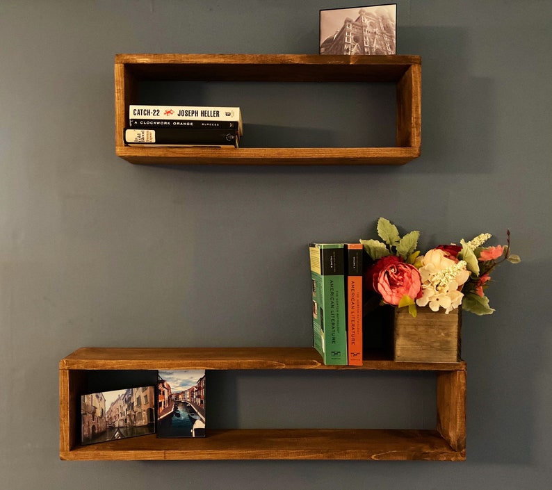 Rustic Wooden Floating Rectangle Shelves - Etsy