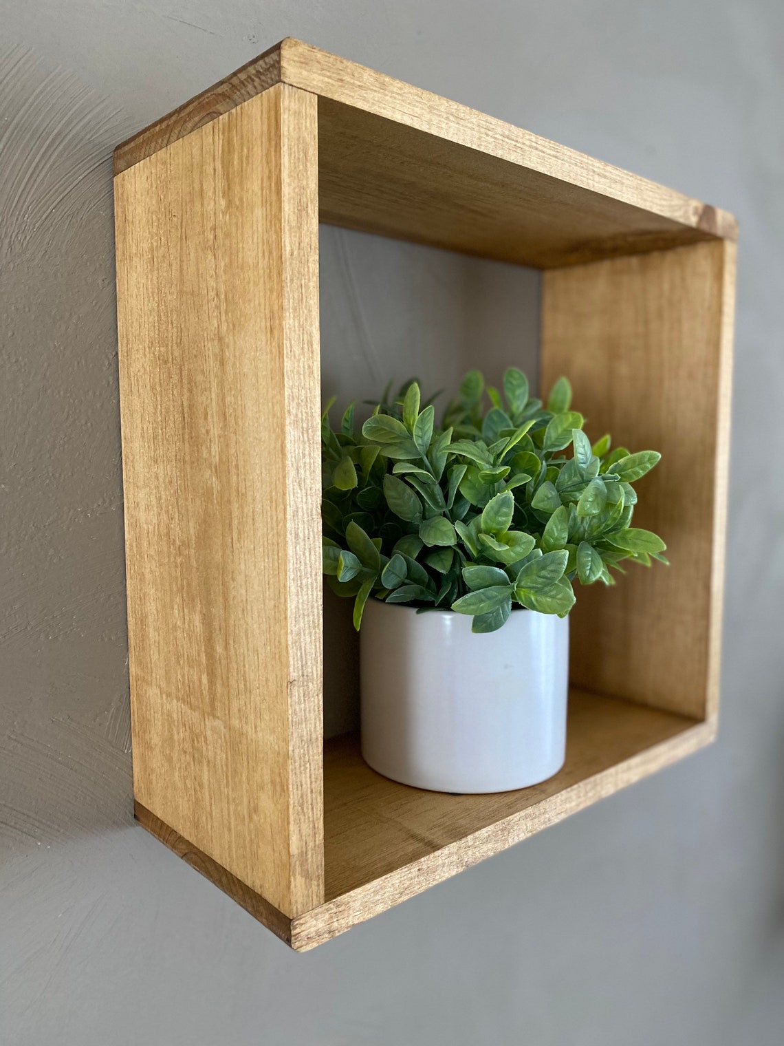 Rustic Wooden Floating Square Shelf | Etsy
