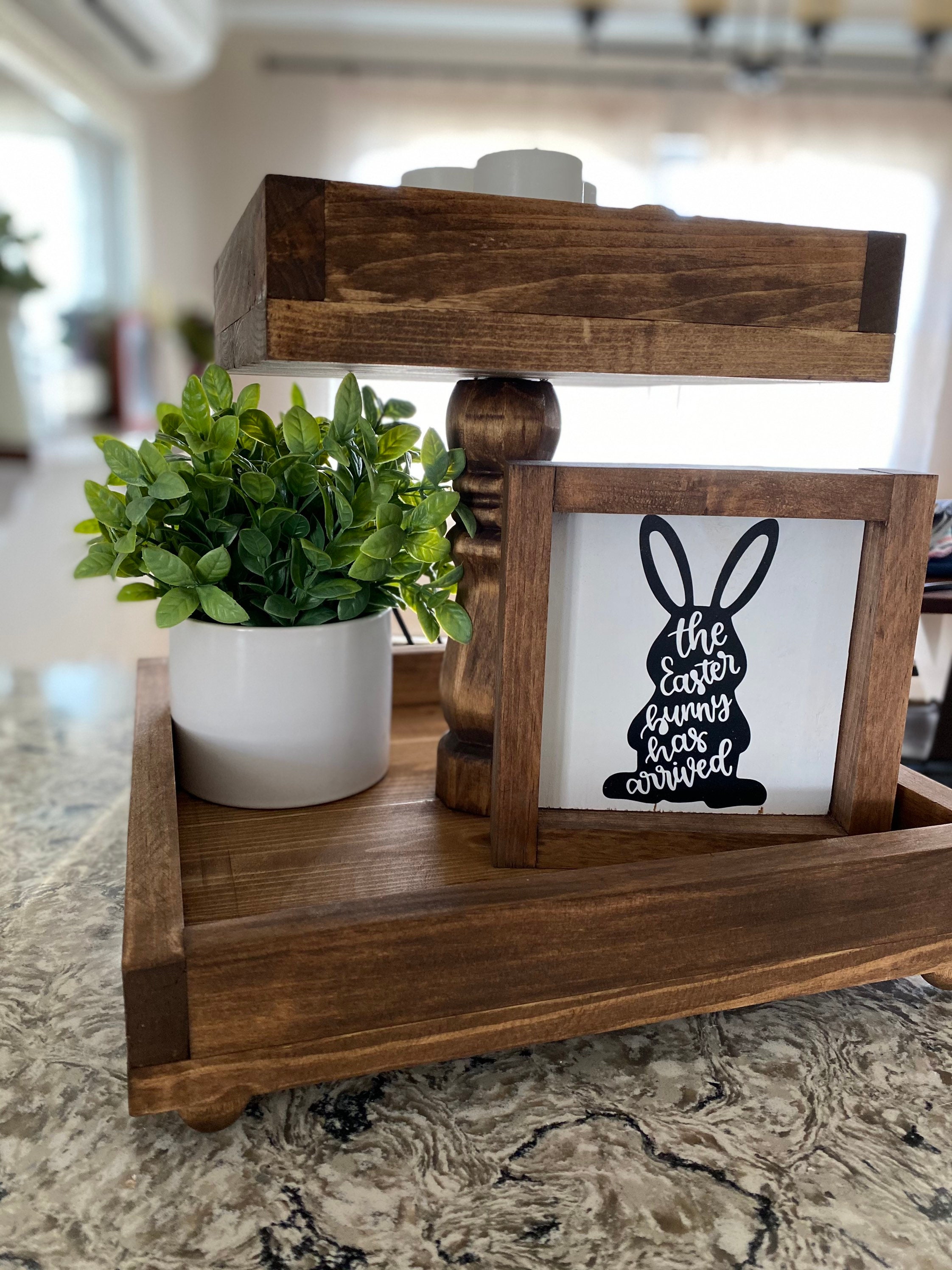 Square Wooden Tier Tray - Etsy