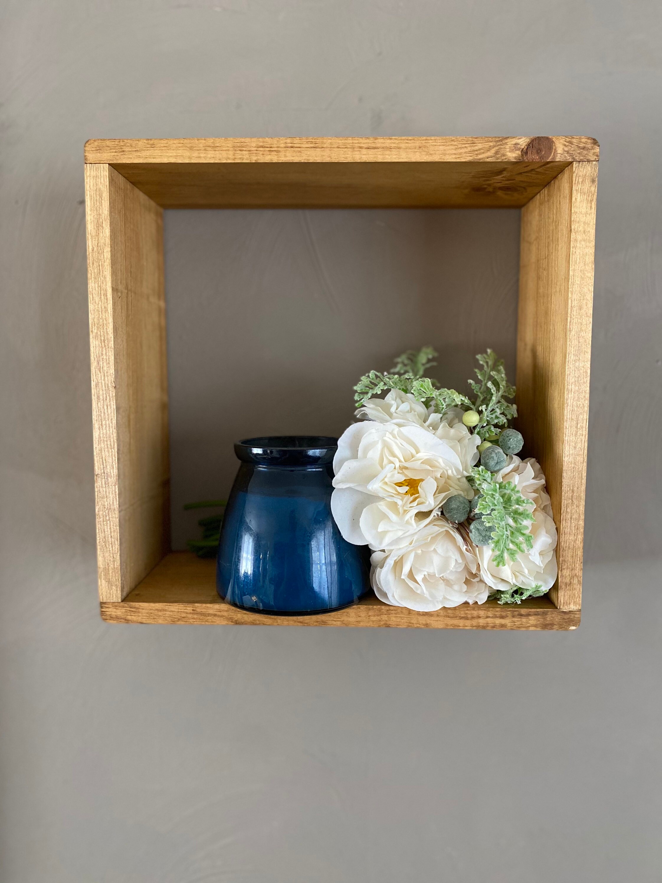 Rustic Wooden Floating Square Shelf | Etsy
