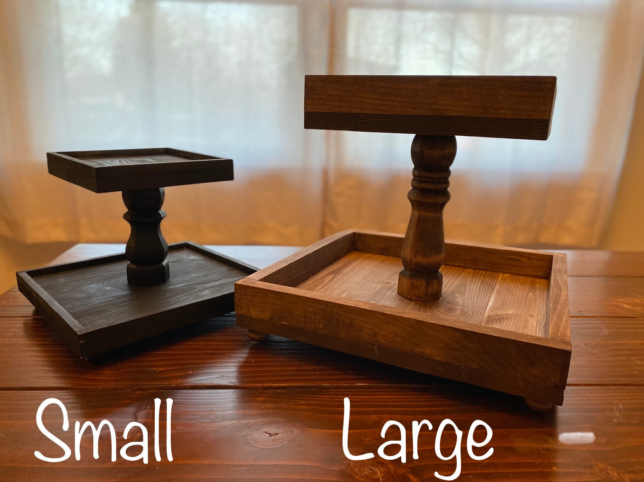 Square Wooden Tier Tray - Etsy