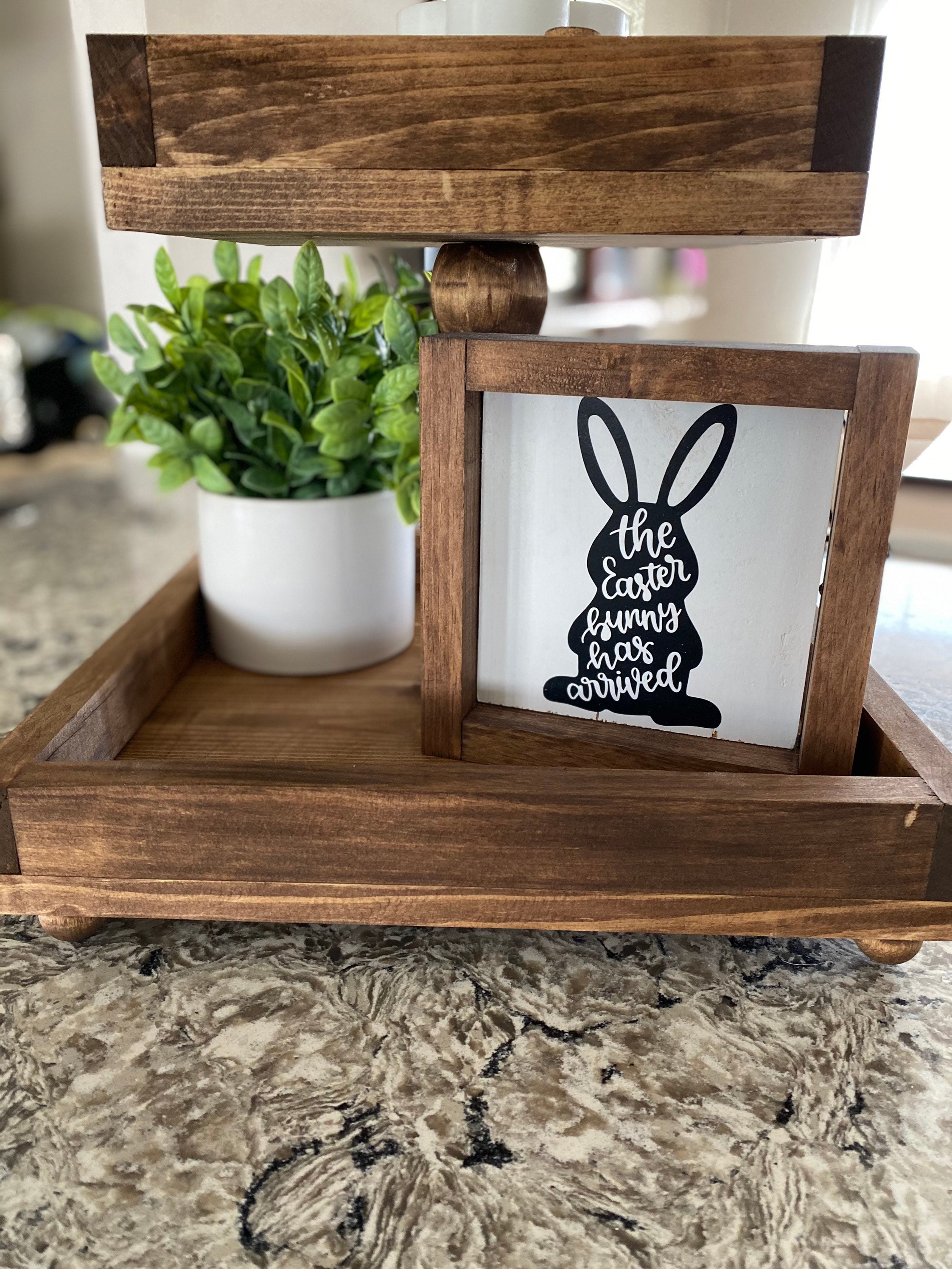 Square Wooden Tier Tray - Etsy