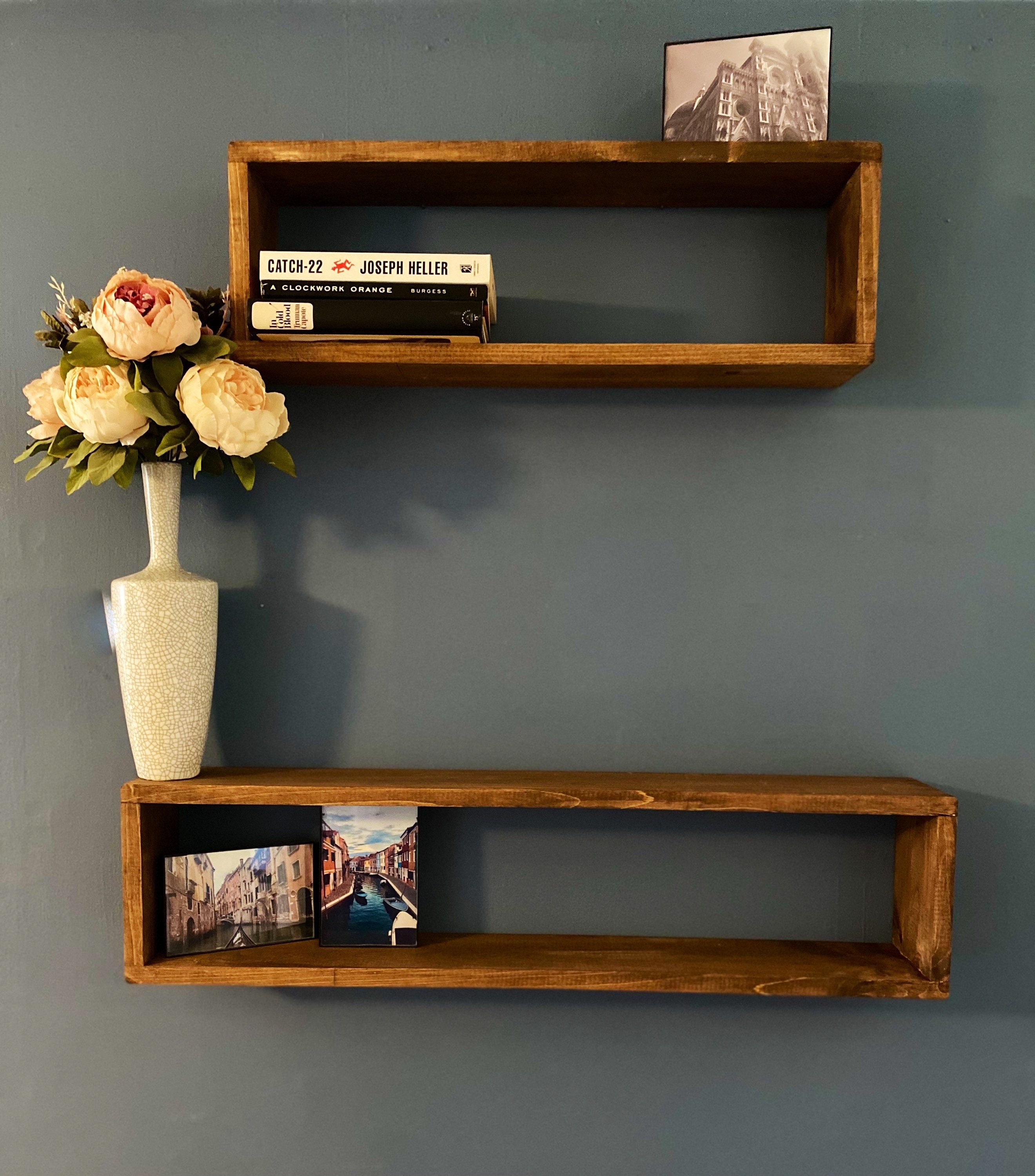 Rustic Wooden Floating Rectangle Shelves - Etsy