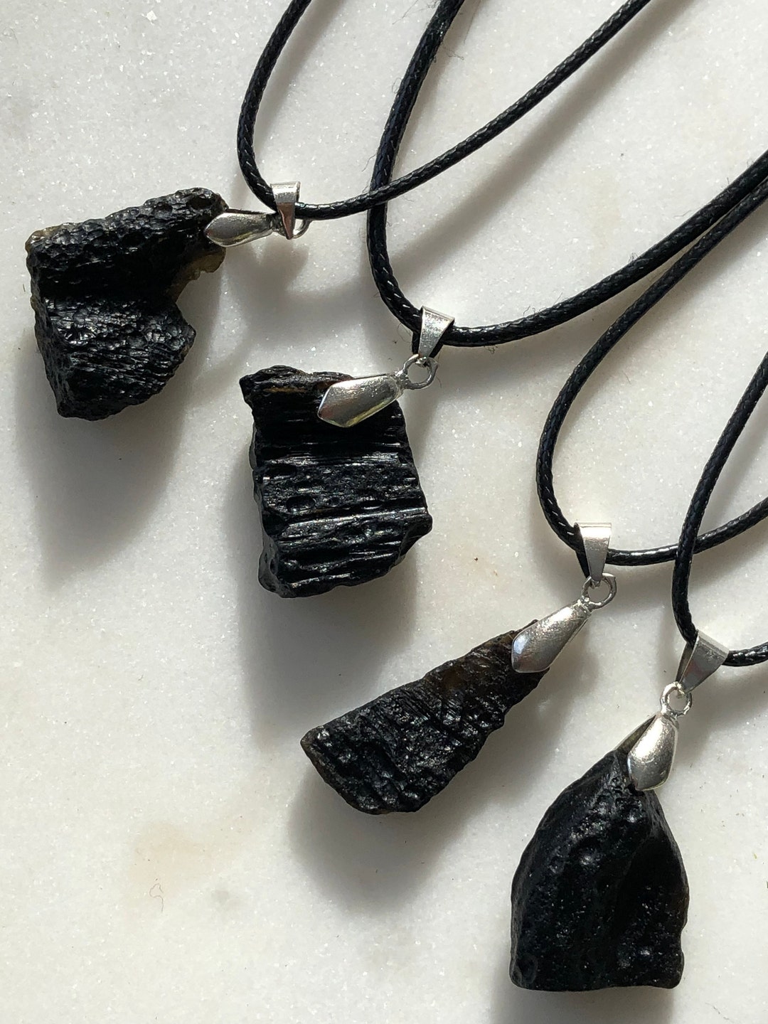 Meteorite, Tektite Raw Stones Healing Black Green Pendant Silver Bail ...