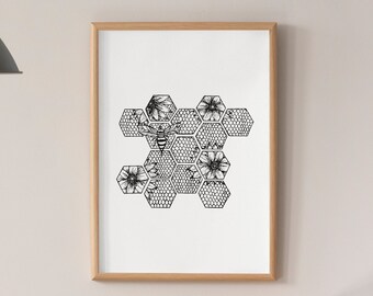 Hexagon Bee Wall Decor - Etsy