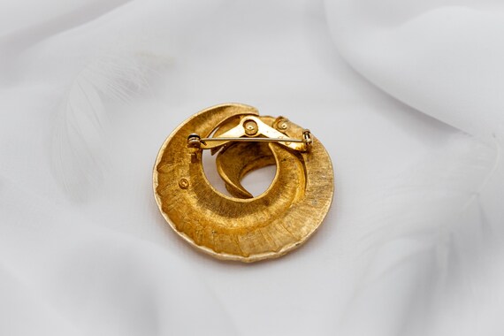 Coro Vintage Brooch Pin 1950s Gold Leaf Circle Retro … - Gem
