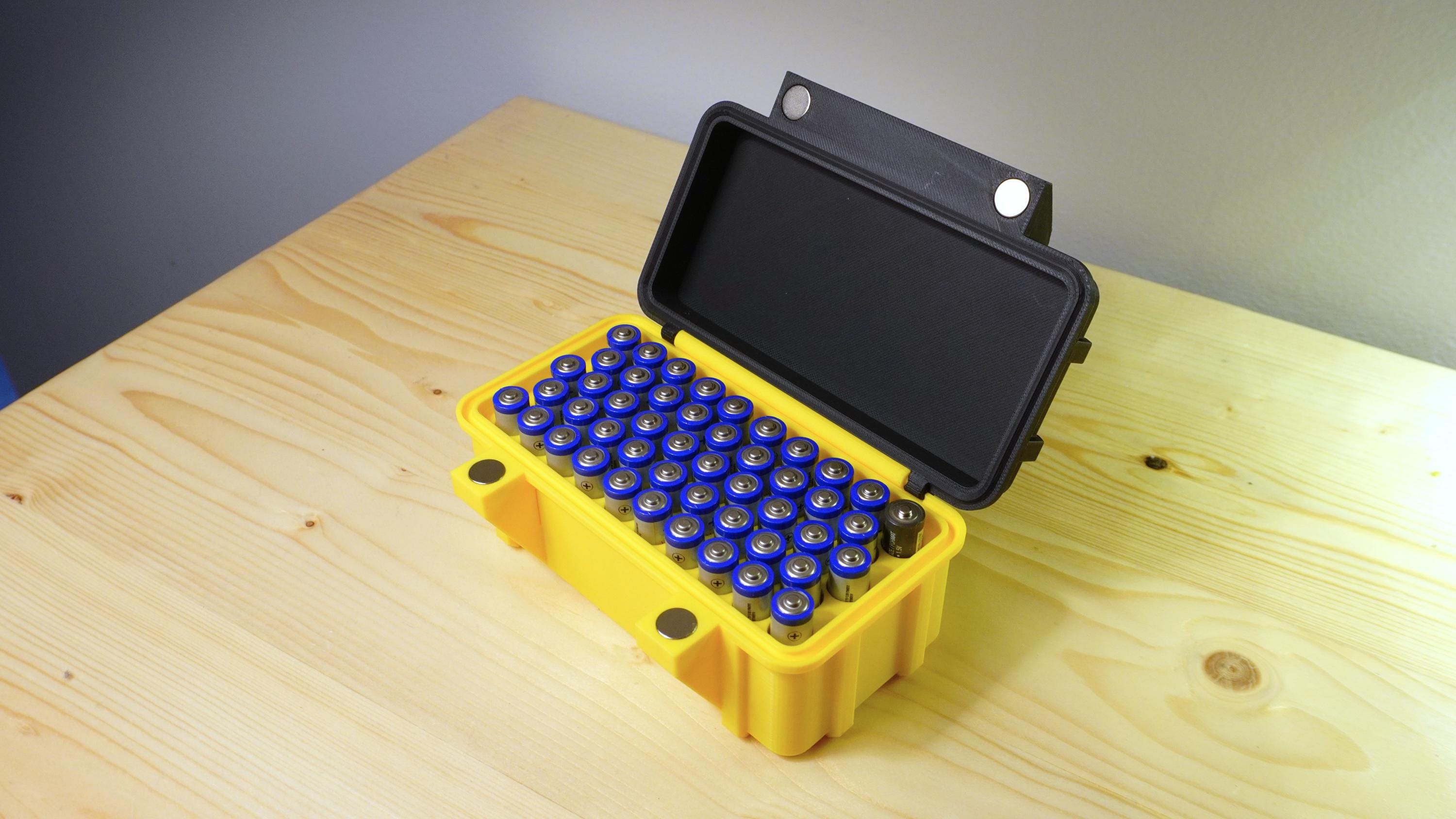 48 AA/AAA Battery Magnetic Storage Box - Magnetic Closure, Box for ...