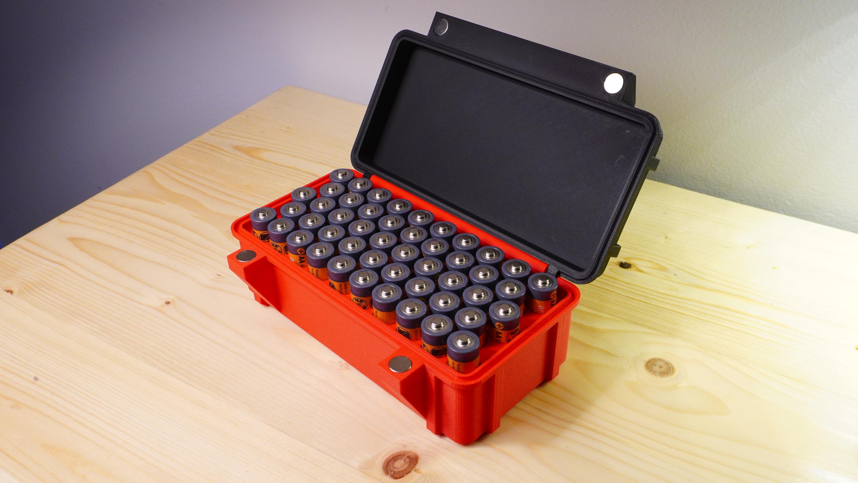 48 AA/AAA Battery Magnetic Storage Box - Magnetic Closure, Box for ...